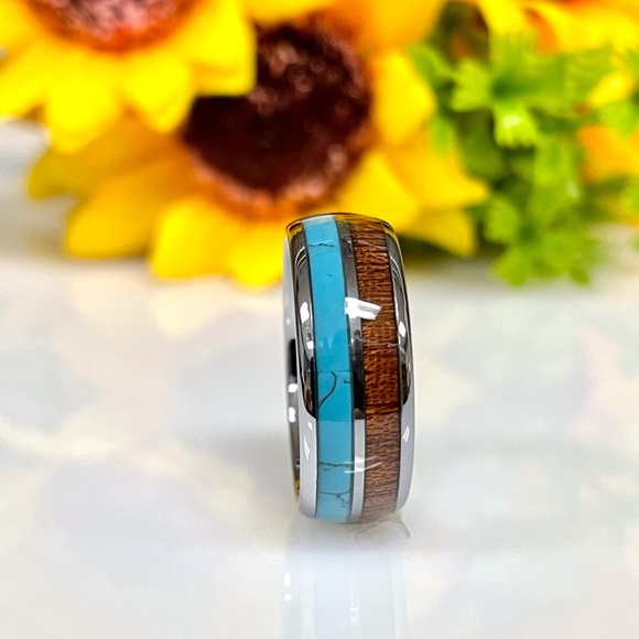 Accessories | New Design Mens Wedding Band Inlay Gun Metal Inside ...